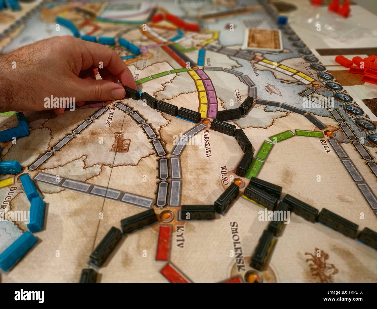 Turin, Piemonte, Italy. June 2019. A game at the board game Ticket to ...