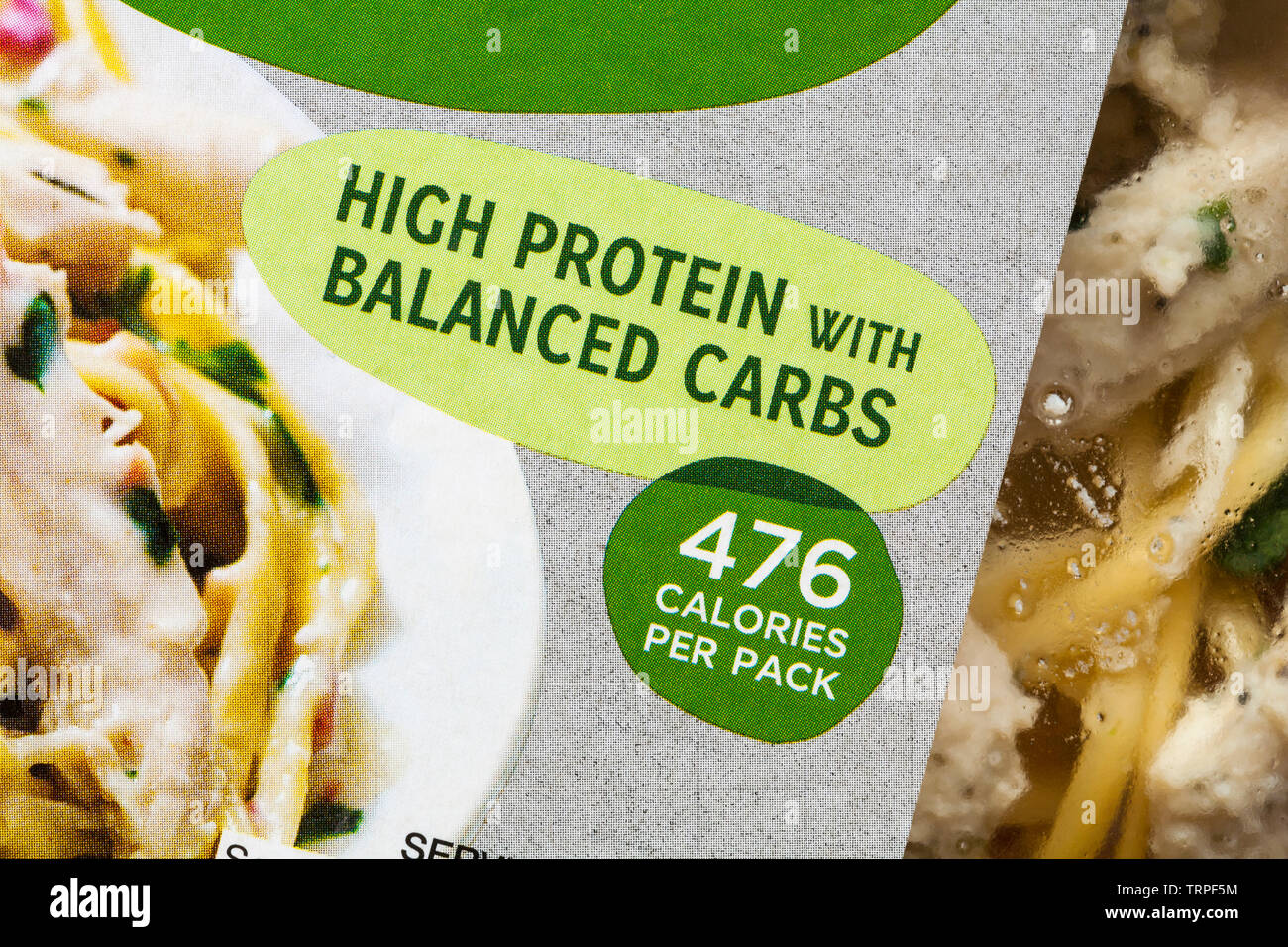 High Protein with Balanced Carbs 476 calories per pack Stock Photo - Alamy