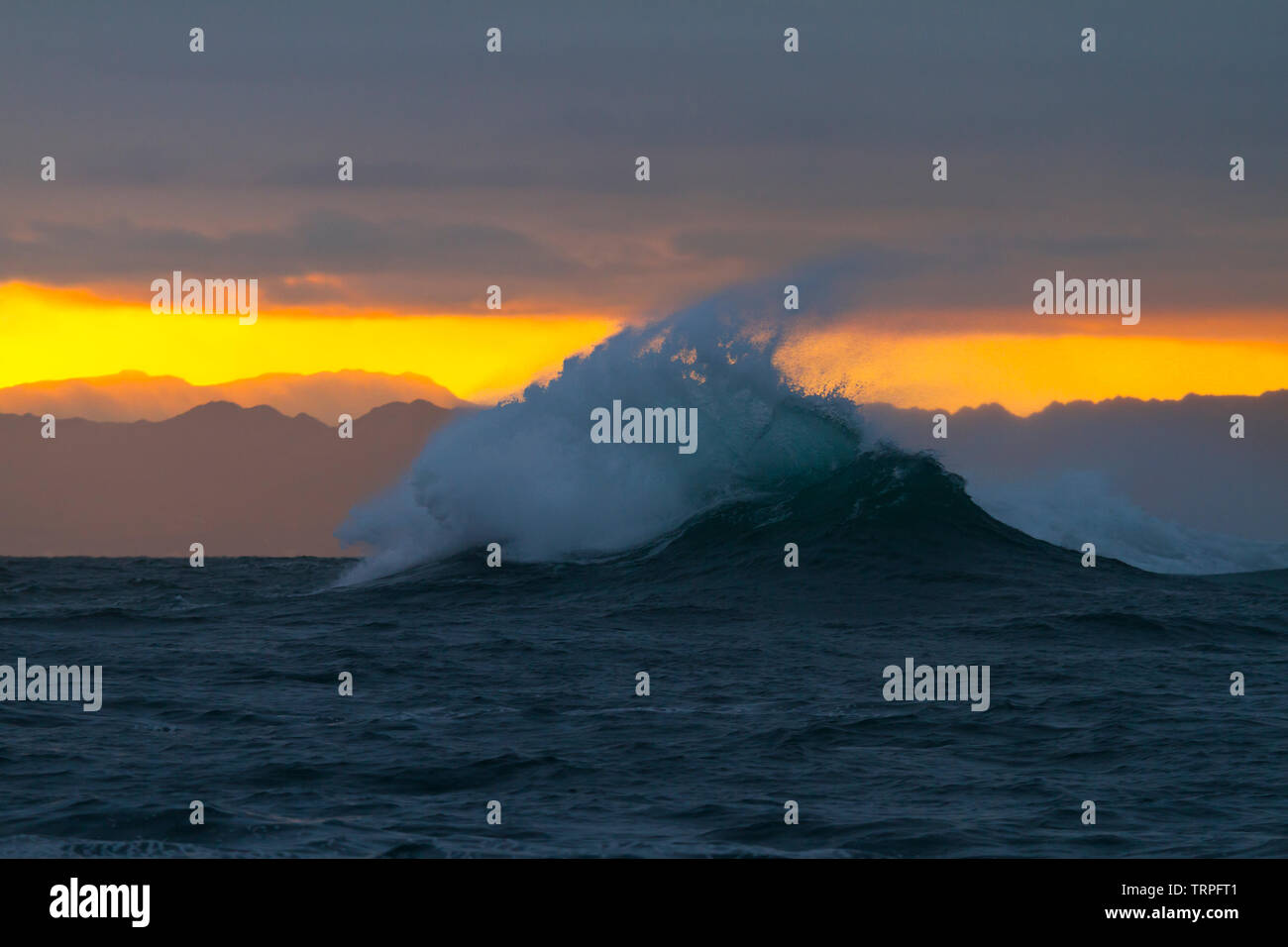 Lights at the break of down, False Bay, South Africa, Africa Stock ...