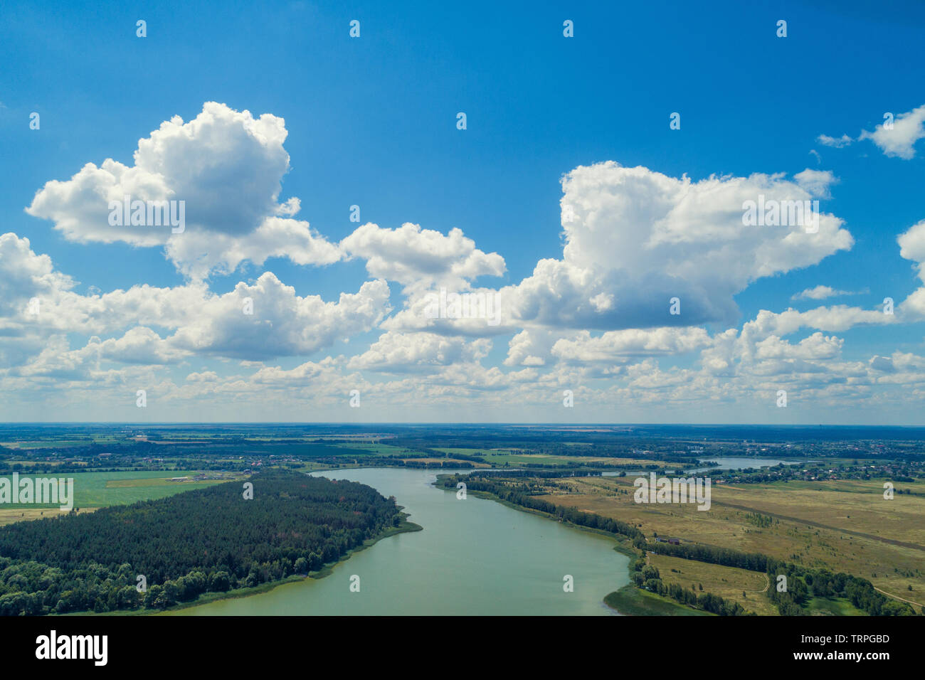 Aerial view of the river. Rural landscape in summer Stock Photo - Alamy