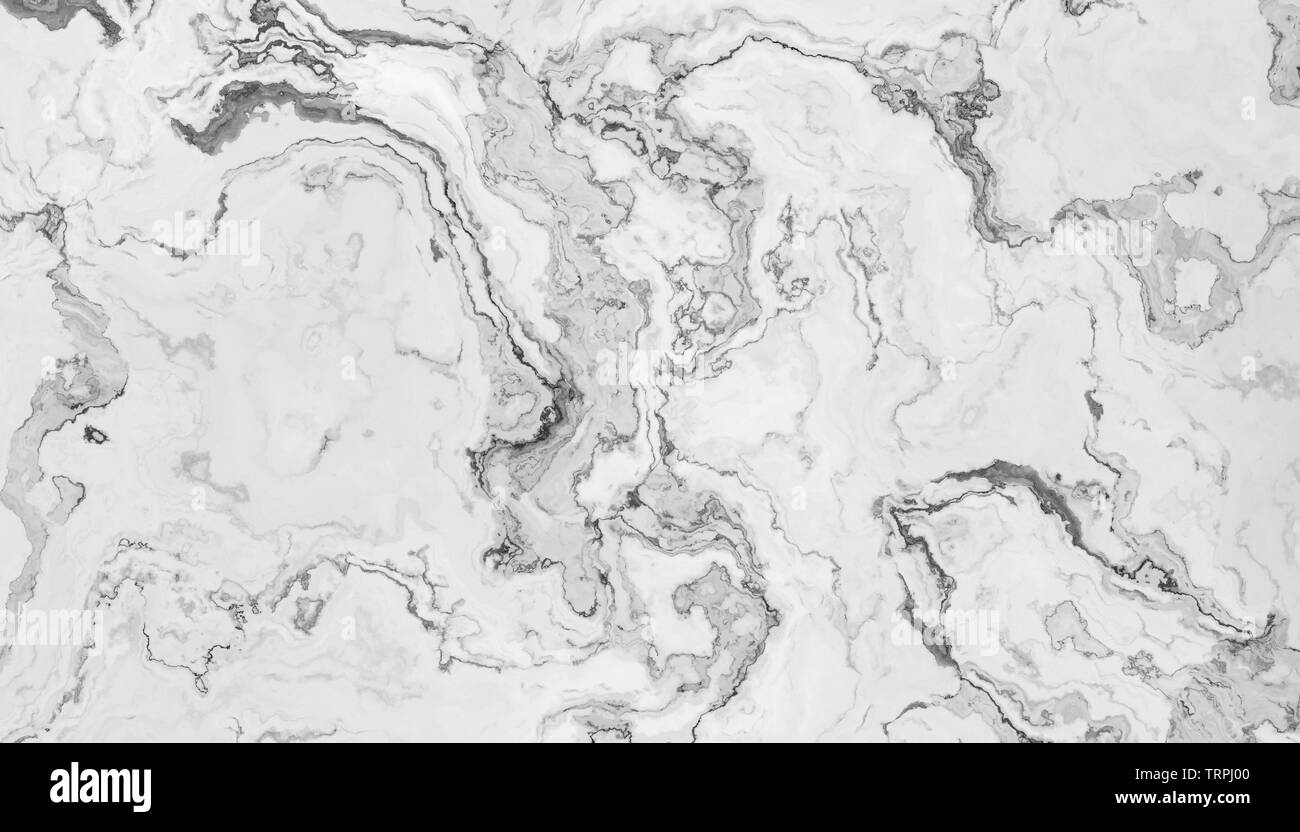 White marble pattern with curly grey and black veins. Abstract texture ...