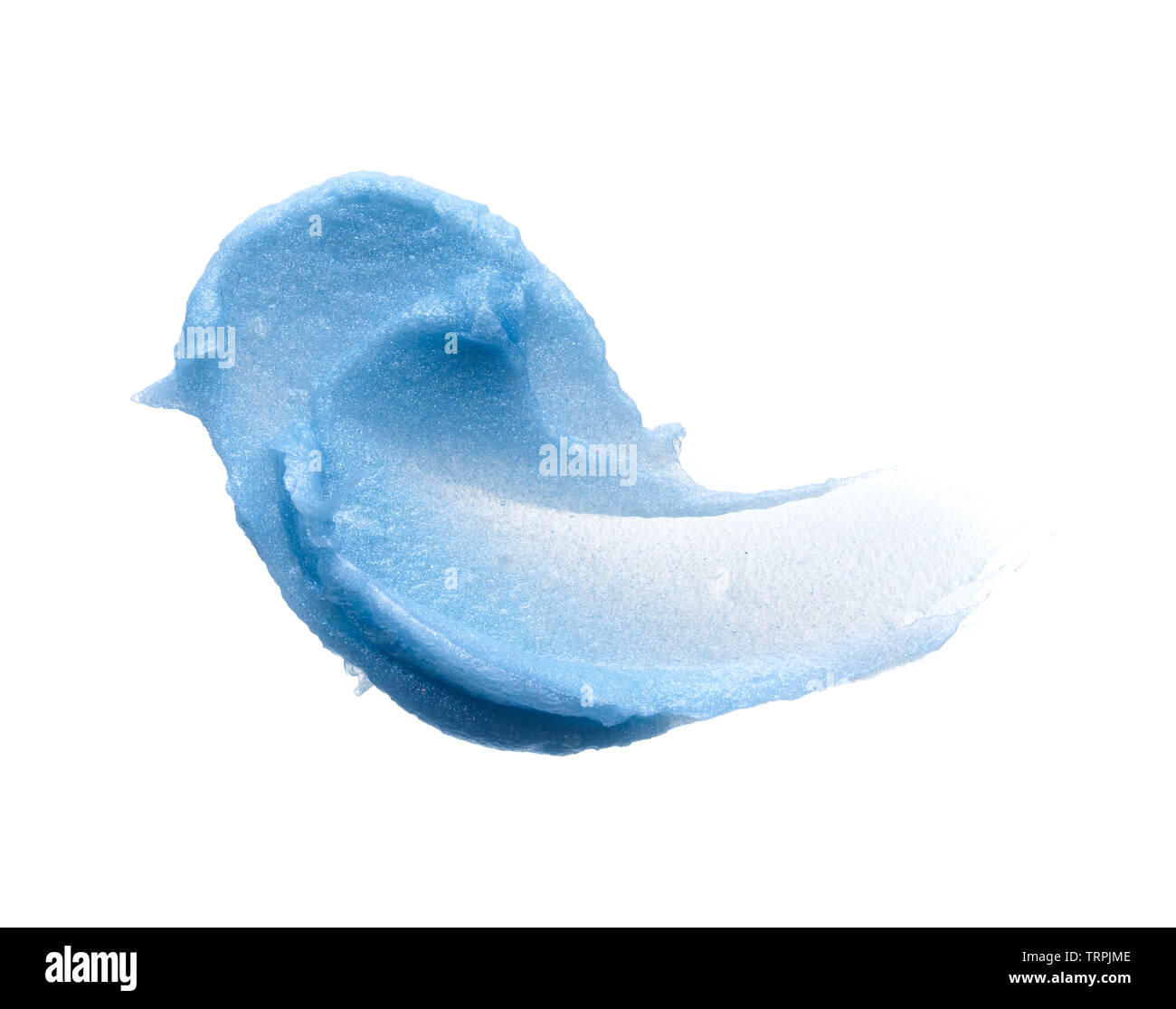 Light blue smear of face cream or lipgloss isolated on white background ...