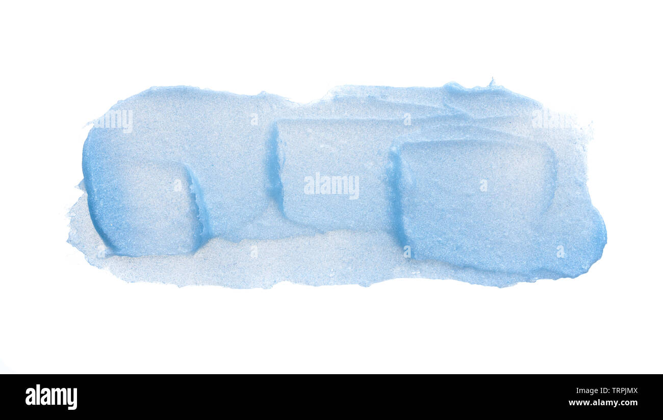 Light blue smear of face cream or lipgloss isolated on white background ...
