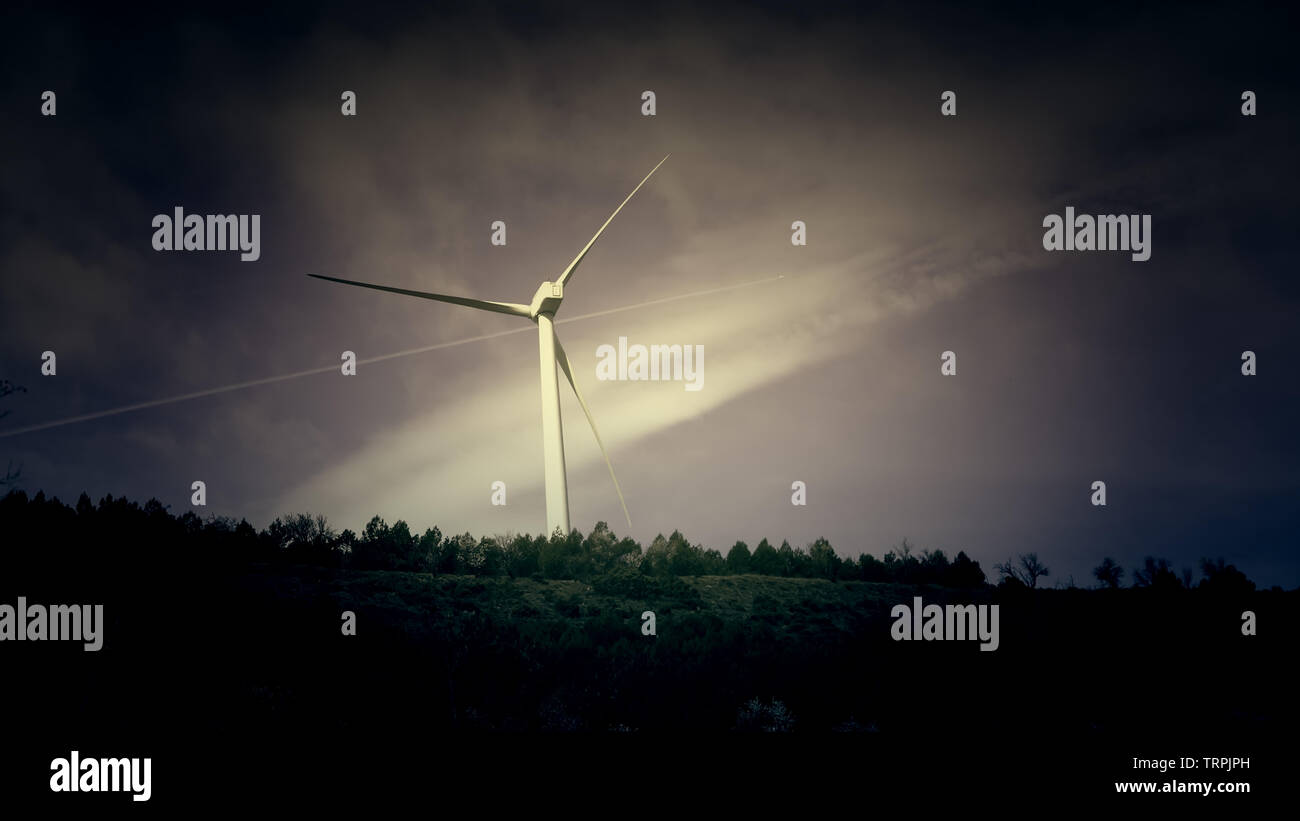 Aeolian electricity, environment and climate change fan Stock Photo - Alamy