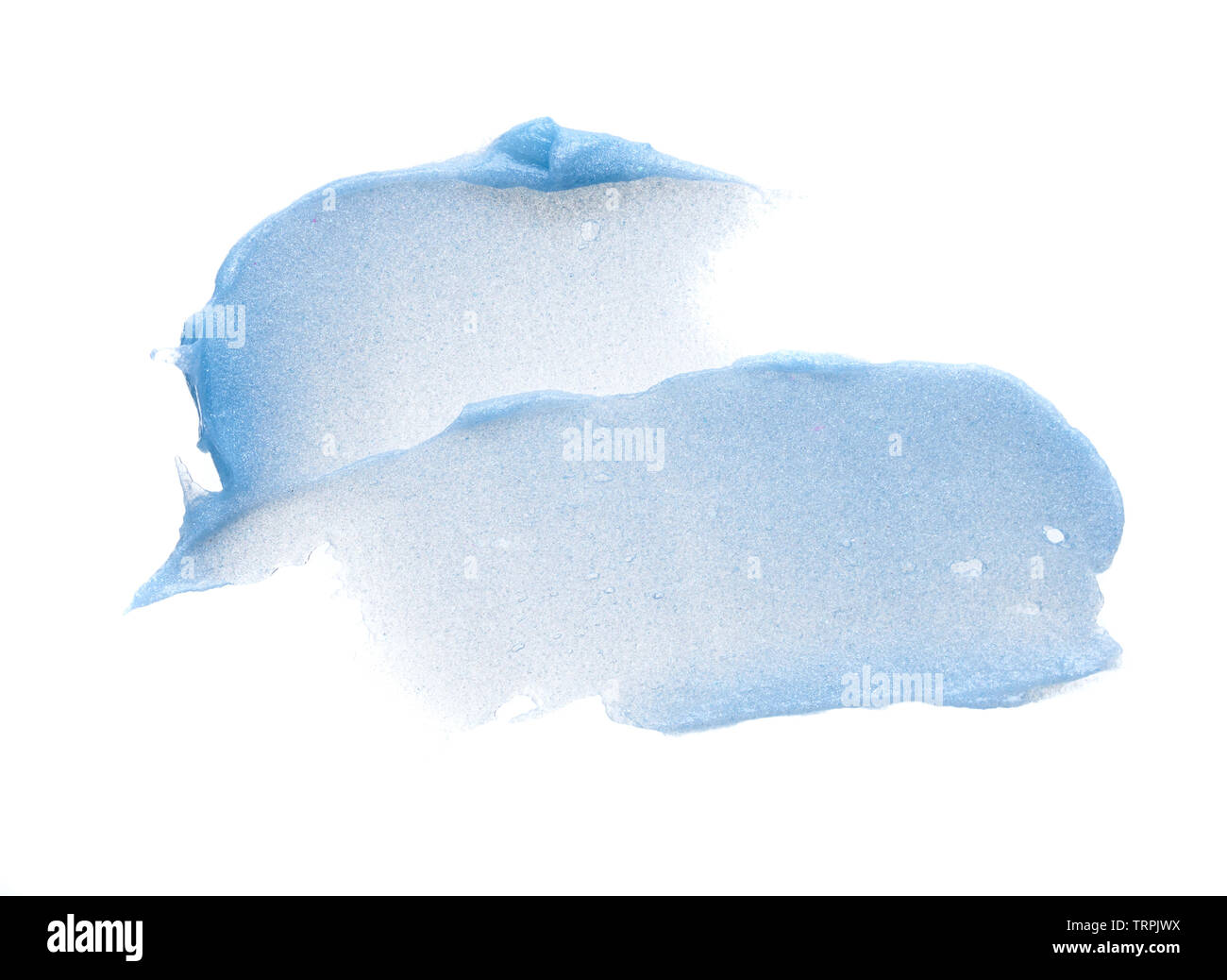 Light blue smear of face cream or lipgloss isolated on white background ...