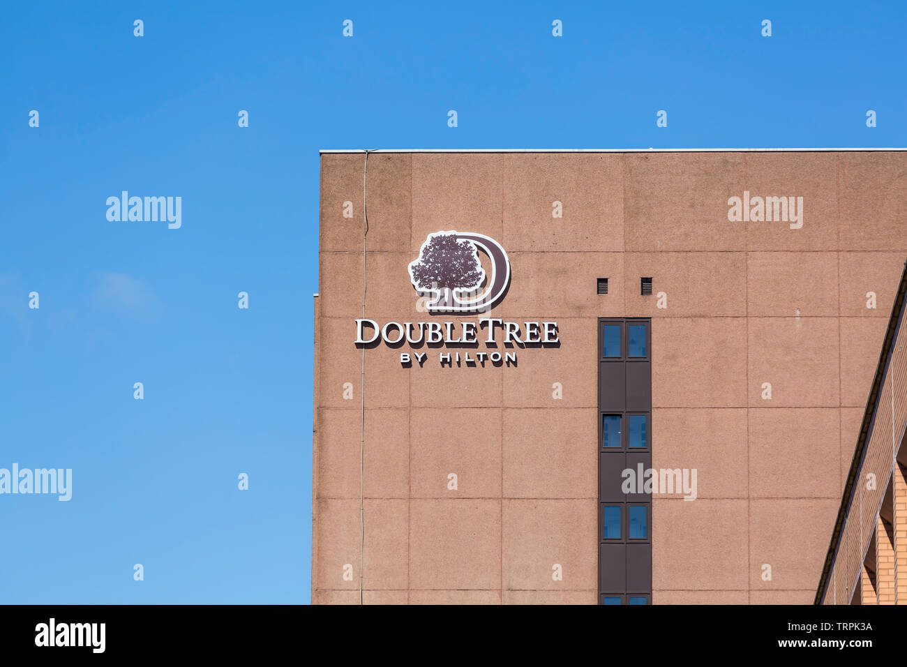 DoubleTree by Hilton sign, Glasgow, Renfrew Street, Scotland, UK Stock ...