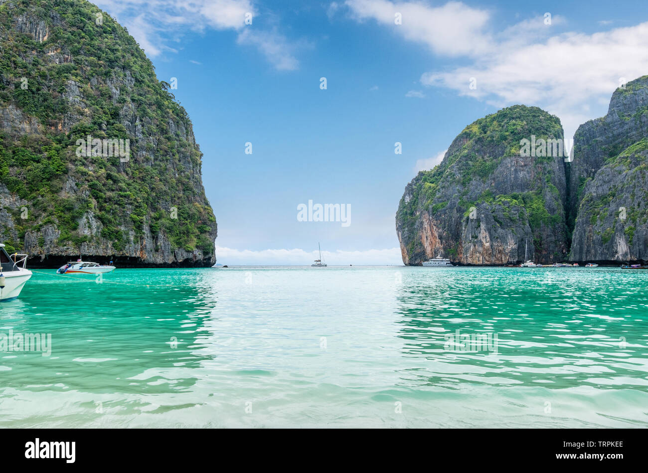 Beautiful famous sea in Maya bay at Phi Phi island, Krabi, Thailand ...