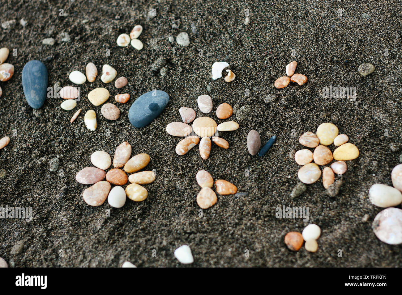 Summer landscape. A drawing on the sand created by water and wind ...