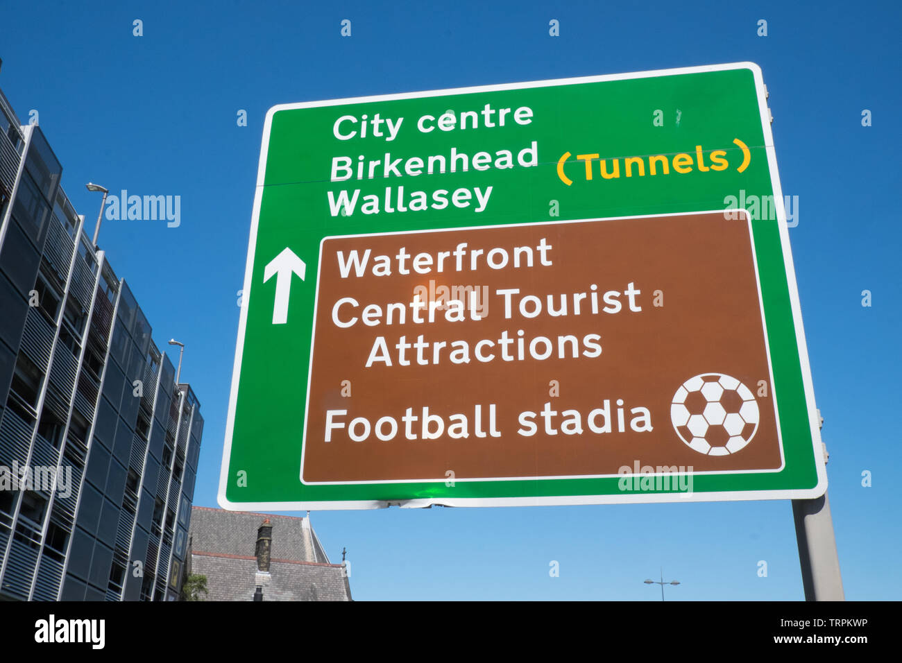 Signpost,road,sign,to,Anfield,Goodison Park,football, stadium,stadia ...