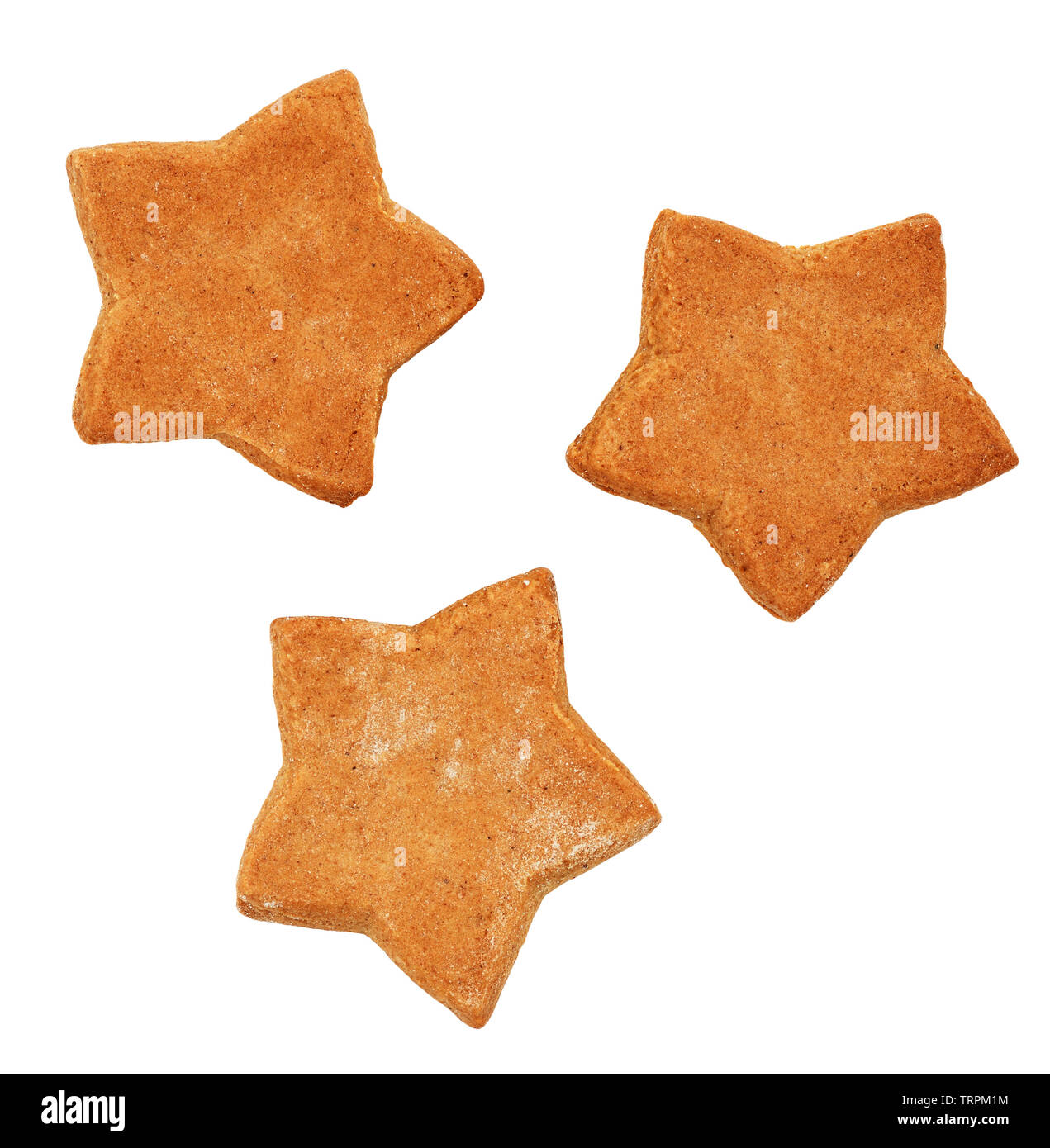 Closeup of ginger cookies in a shape of star isolated on white. Top ...