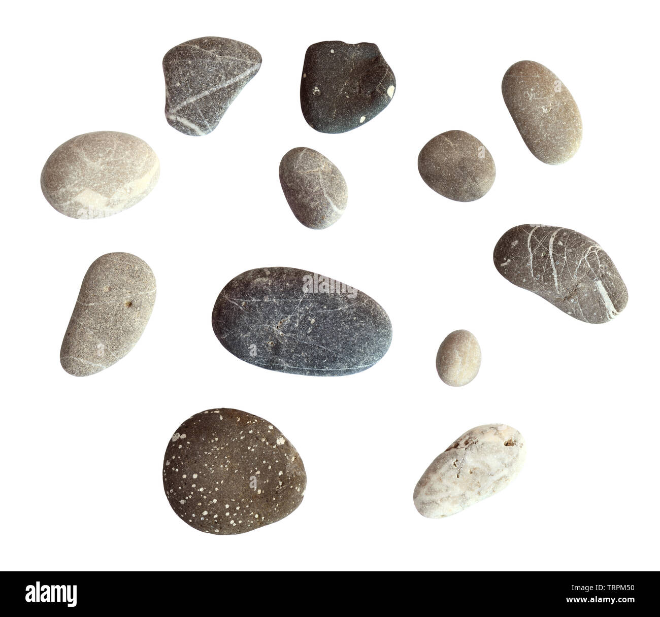 Set sea grey pebbles Cut Out Stock Images & Pictures - Alamy