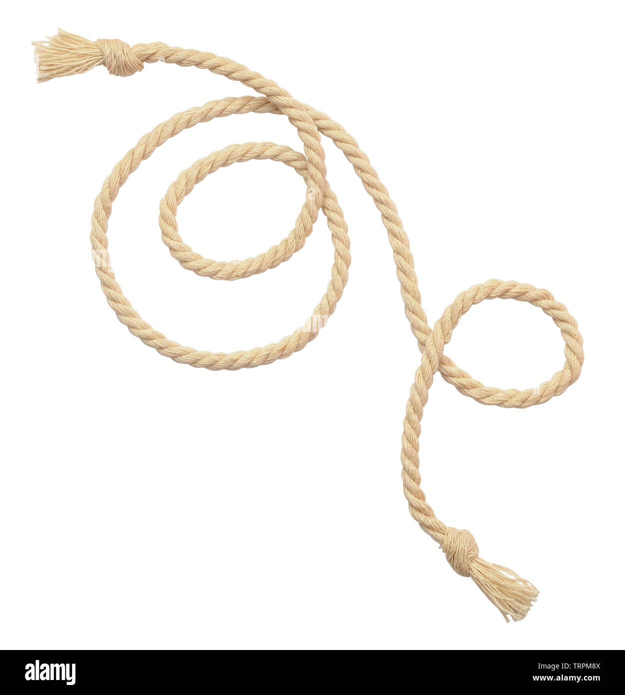Scrolled beige rope isolated on white background Stock Photo - Alamy
