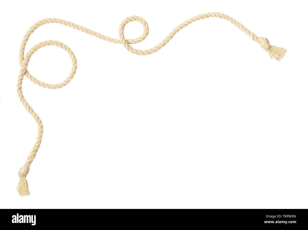 Waved beige rope isolated on white background Stock Photo - Alamy