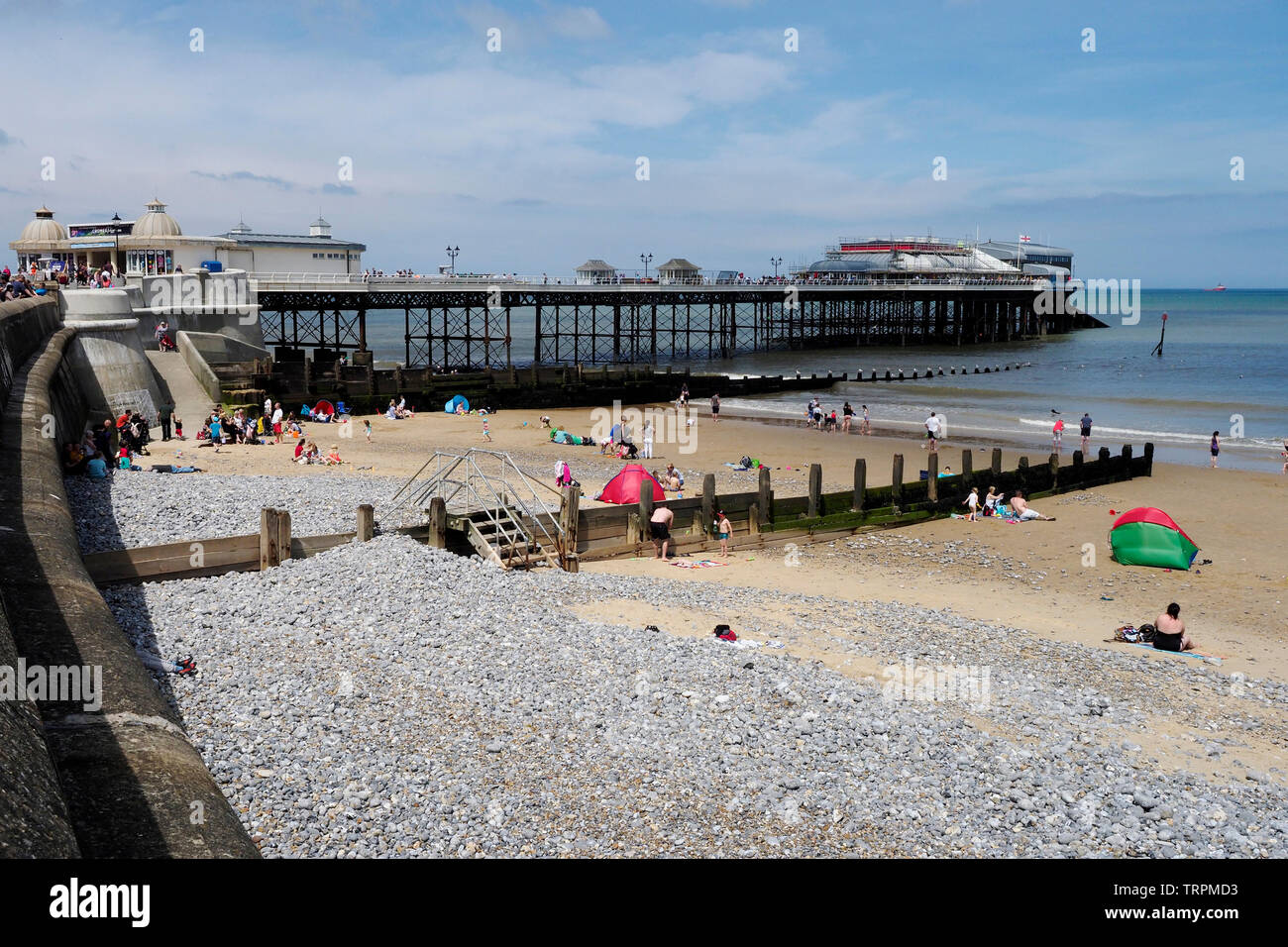 Cromer, Norfolk, standing on the beach looking west towards the ...