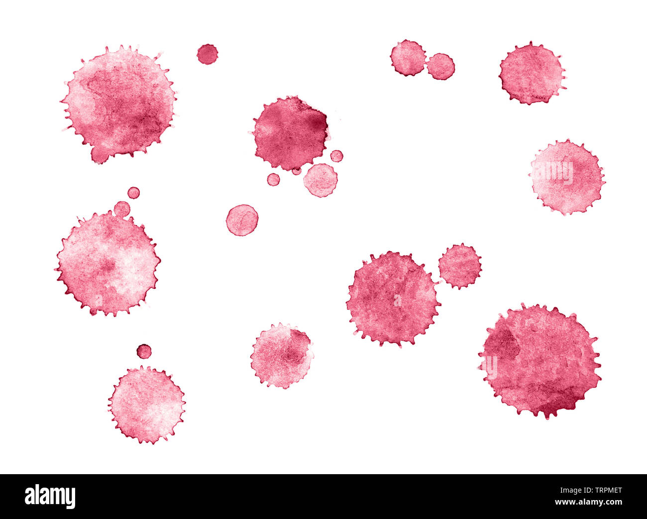 Set of red watercolor blots isolated on white background Stock Photo ...