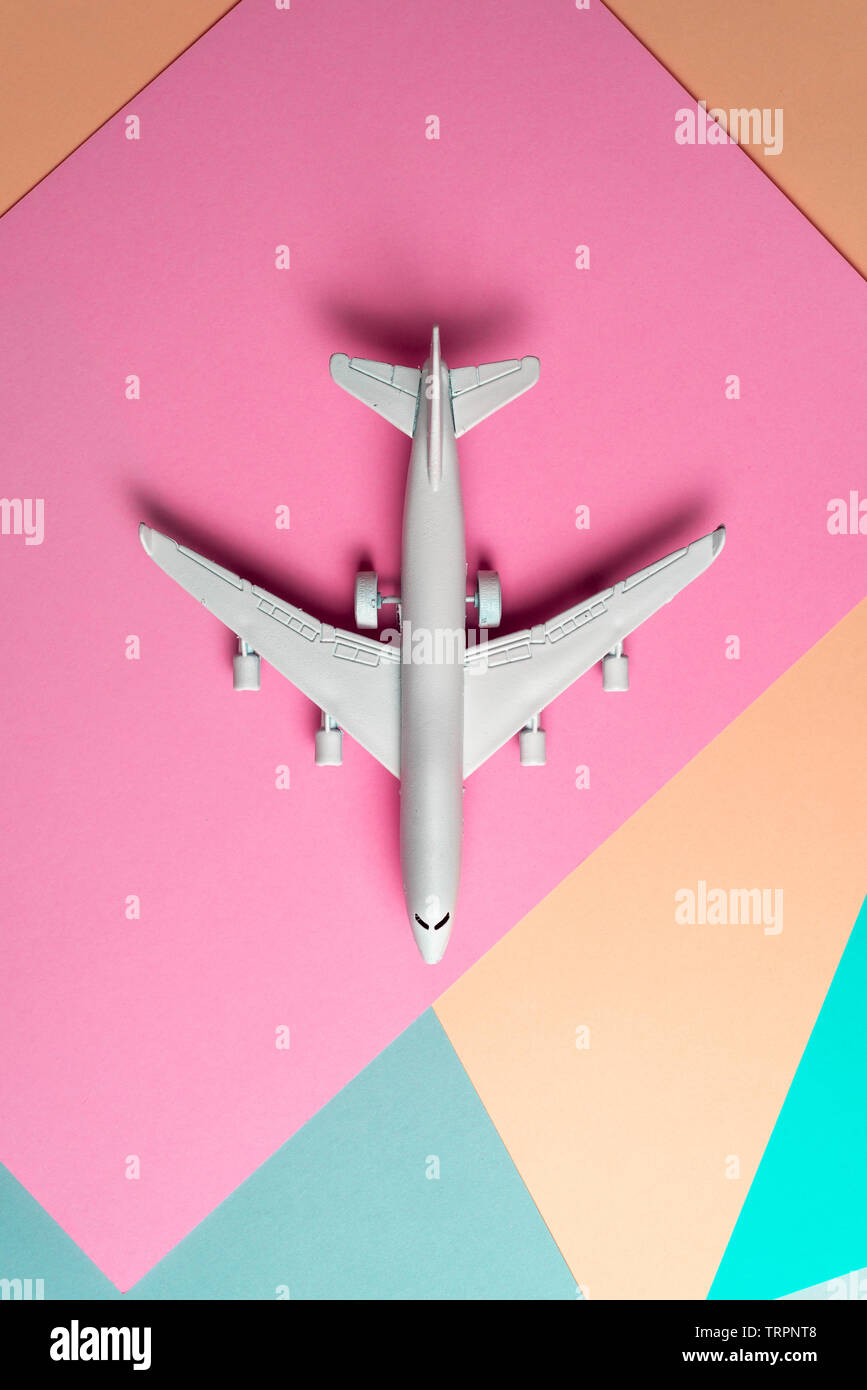 Passenger jet airplane, minimal concept, multicolor paper funny ...