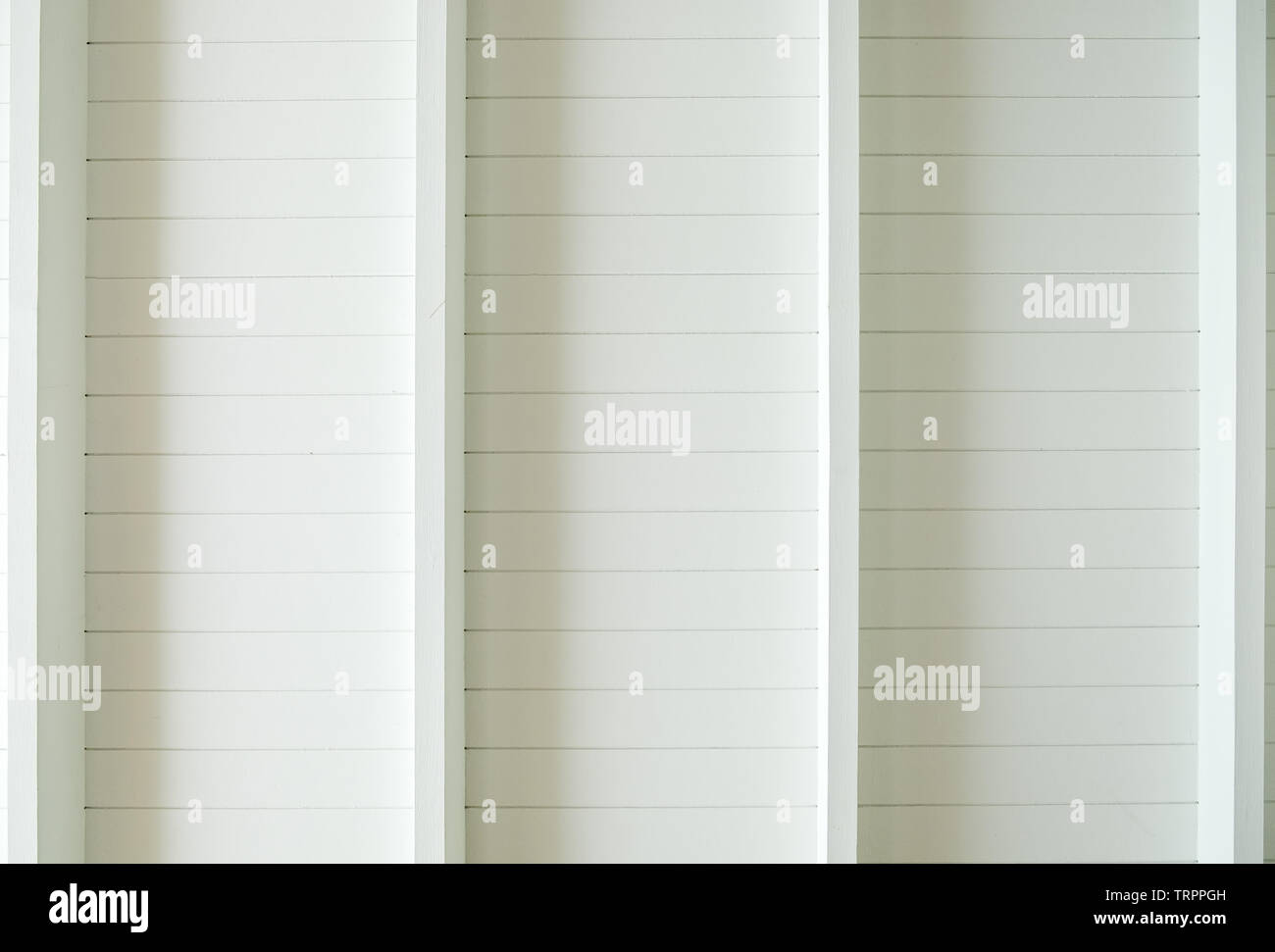 White wood plank roof in room Stock Photo - Alamy