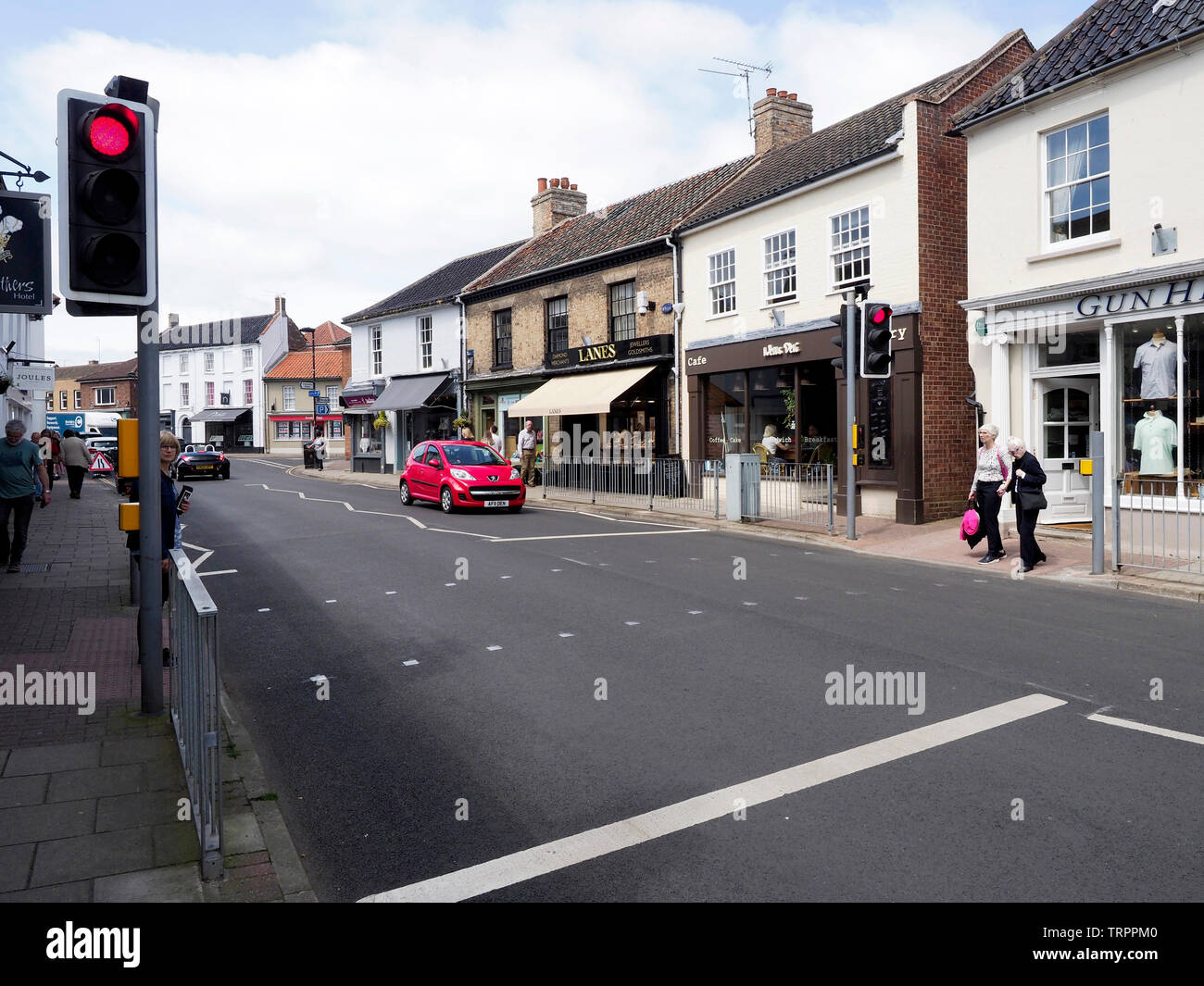 Quaint Georgian buildings in the North Norfolk market town of Holt, a ...