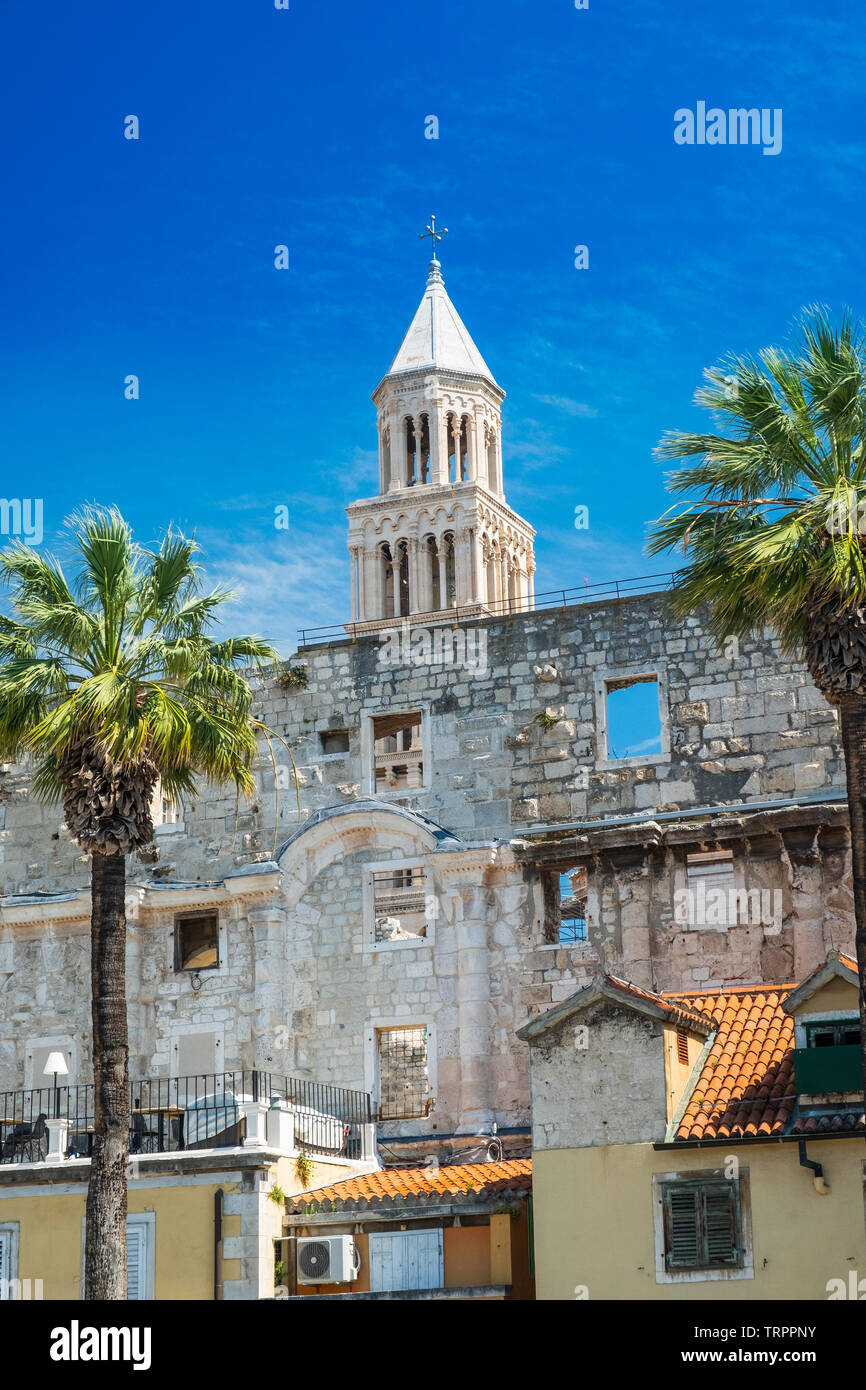 Split, Croatia, walls of palace of Roman emperor Diocletian, world ...