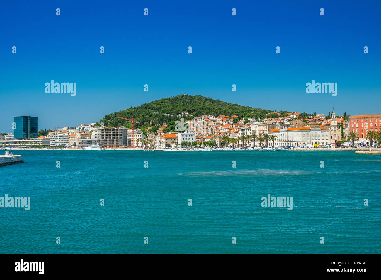 Split, Croatia, view on waterfront and old city, Adriatic coast ...