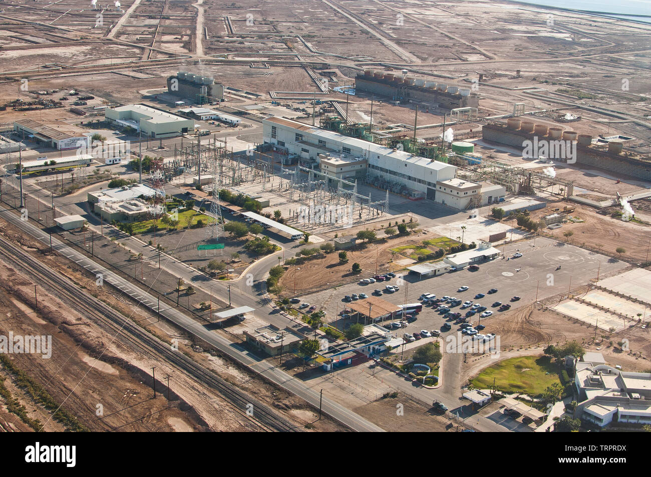 Aerial view of a geothermal power plant in Mexicali Baja California ...