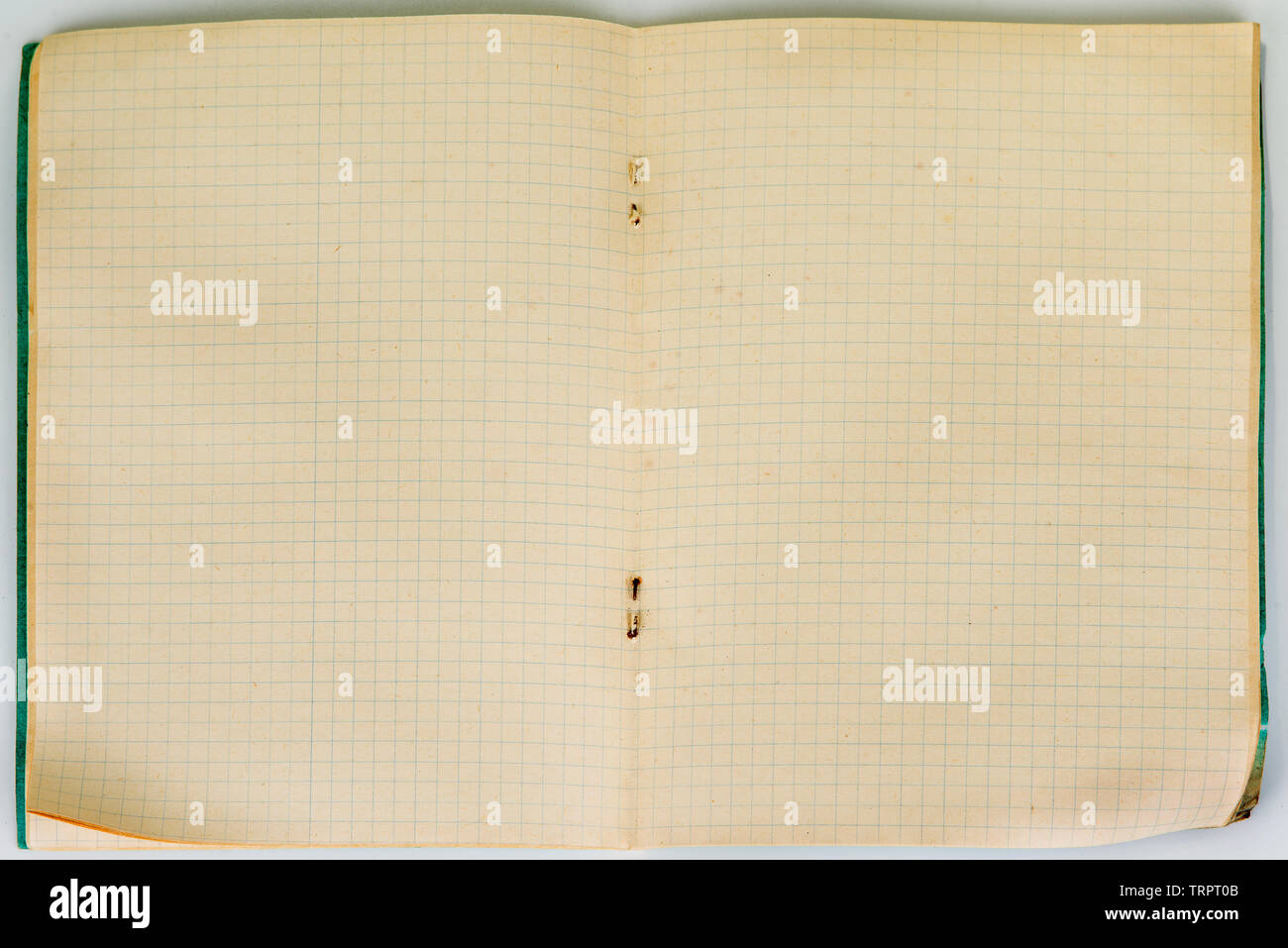 Vintage open notebook with square pages. Graf notepad Stock Photo - Alamy