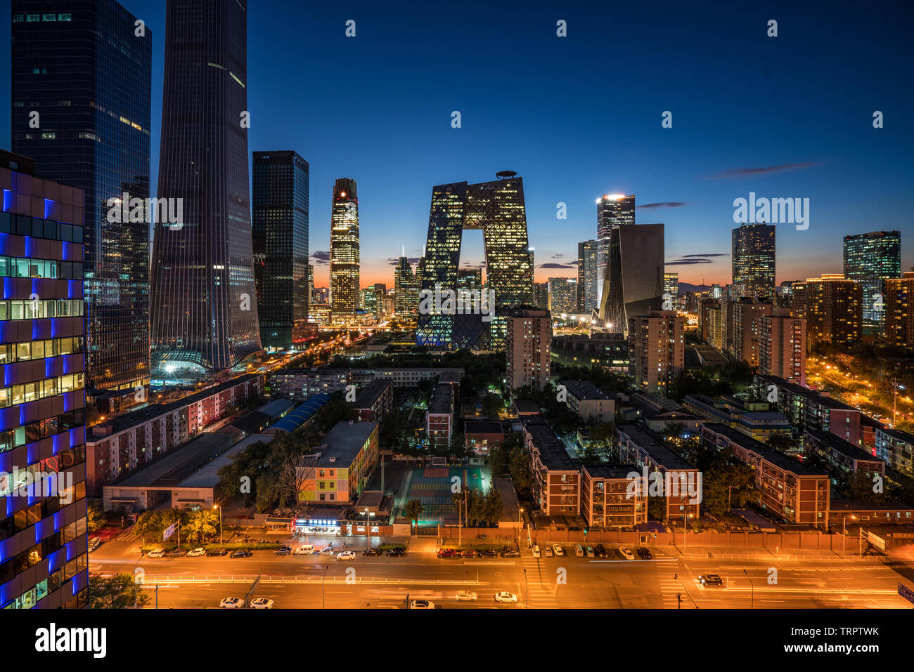 Beijing downtown district scenery at night Stock Photo - Alamy