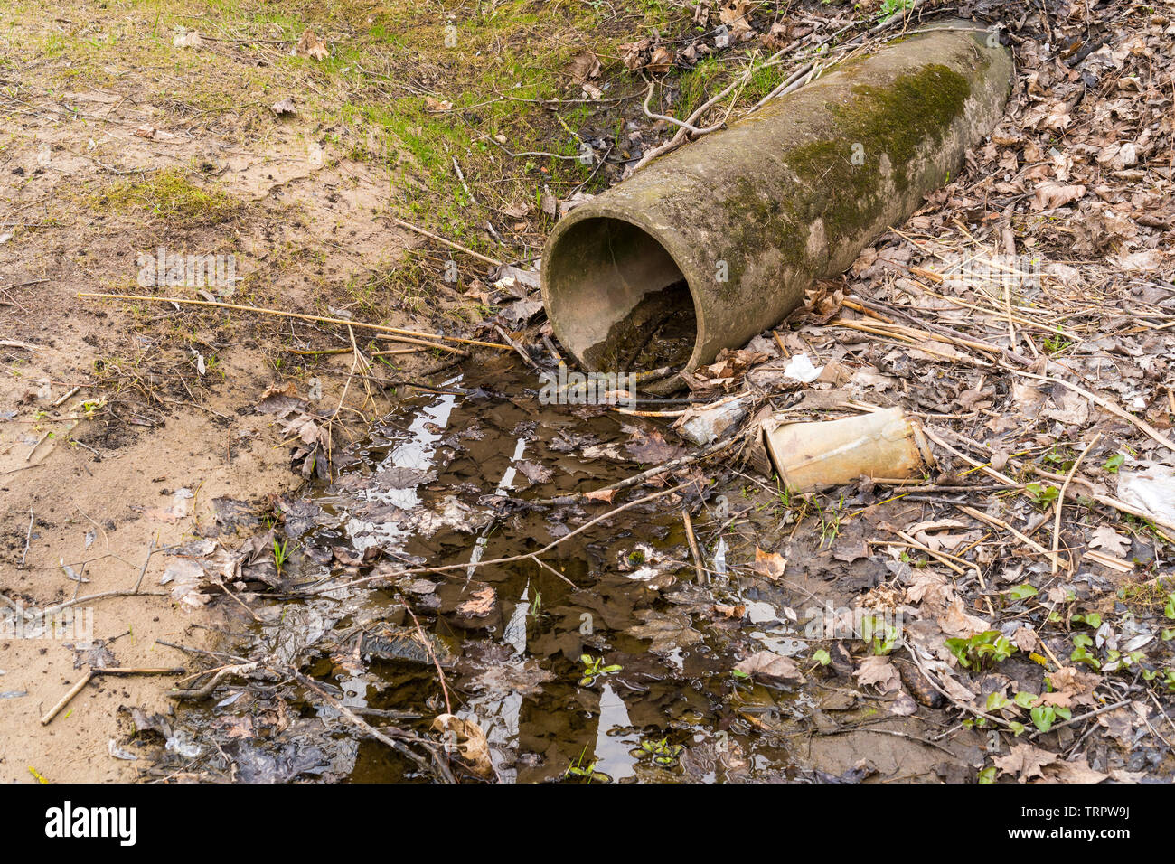 Sewage drainage system with polluted water Stock Photo - Alamy