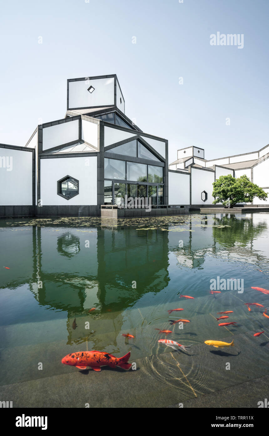 Suzhou museum scenery,designed by I M Pei Stock Photo - Alamy