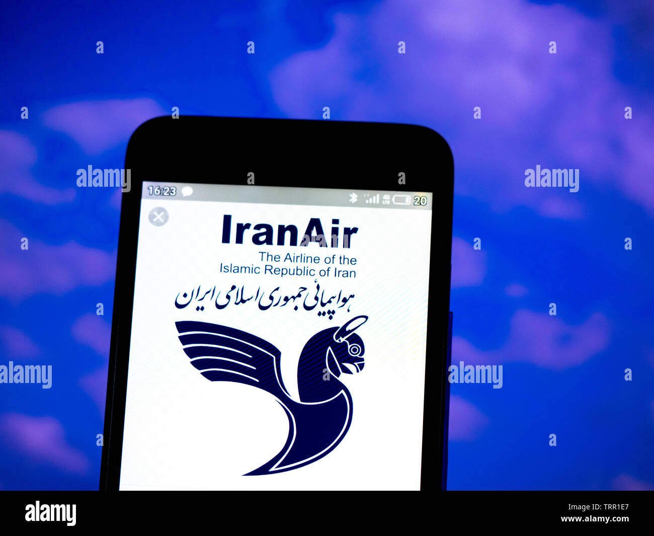 In this photo illustration the Iran Air logo is seen displayed on a ...
