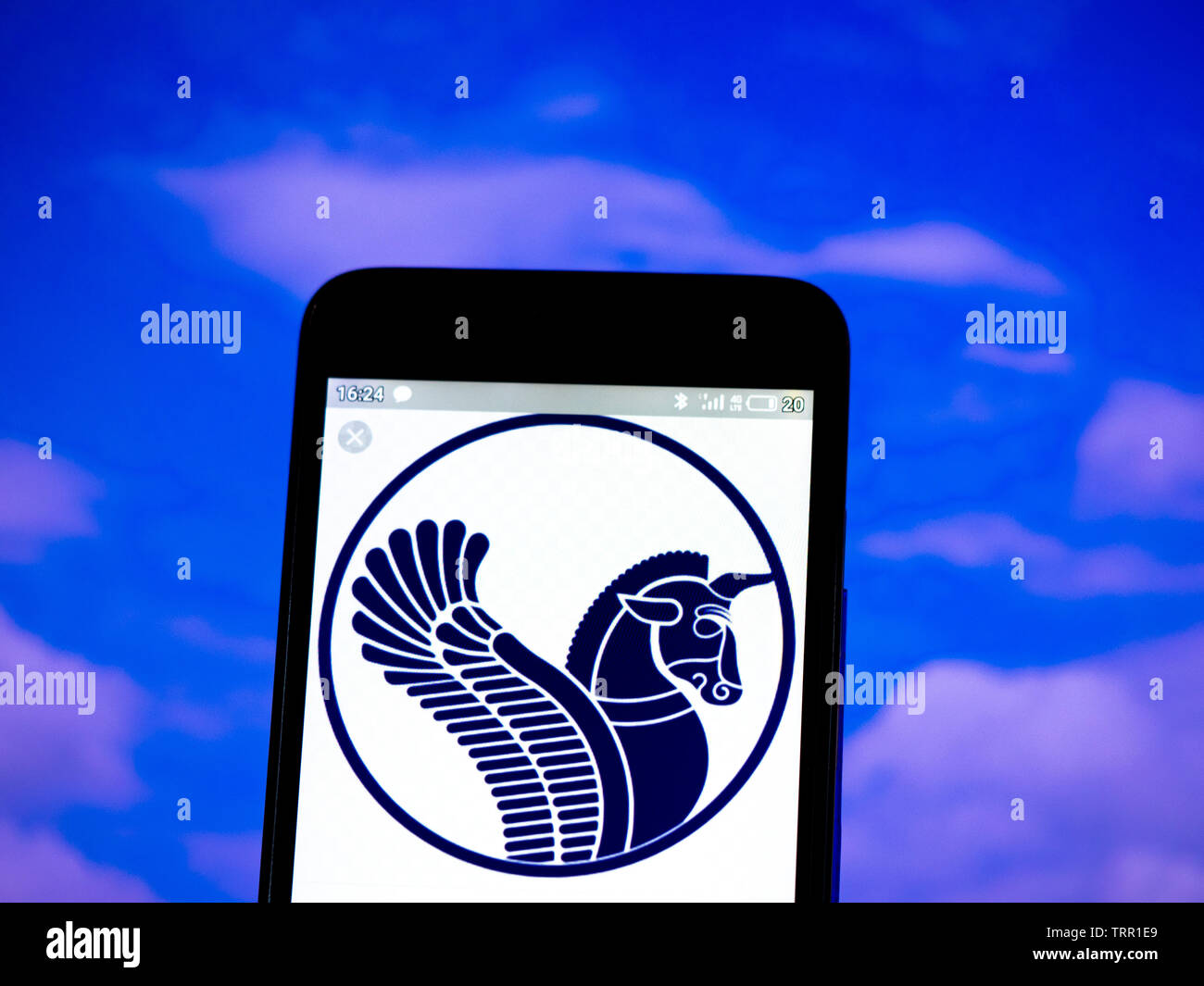 In this photo illustration the Iran Air logo is seen displayed on a ...