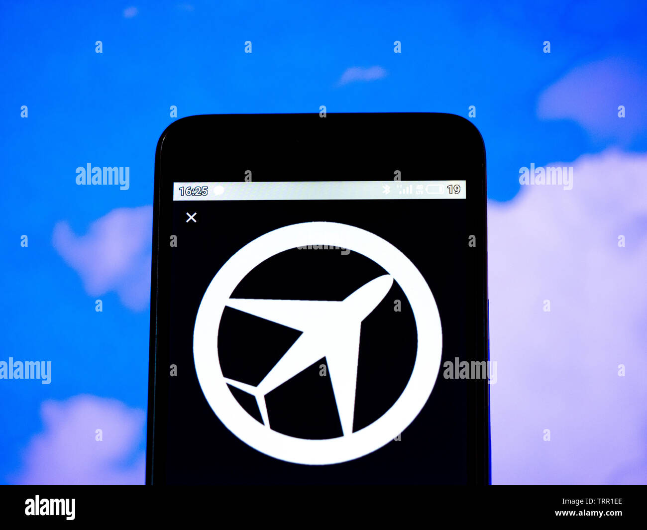 In this photo illustration the Southern Airways Express logo is seen ...