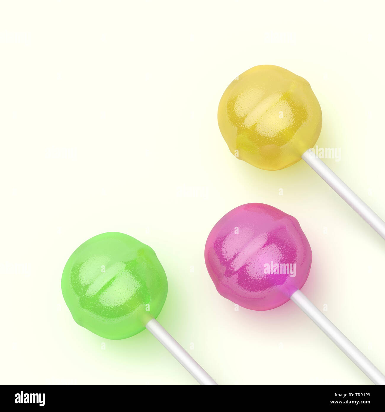 Three lollipops with different colors and flavors Stock Photo - Alamy