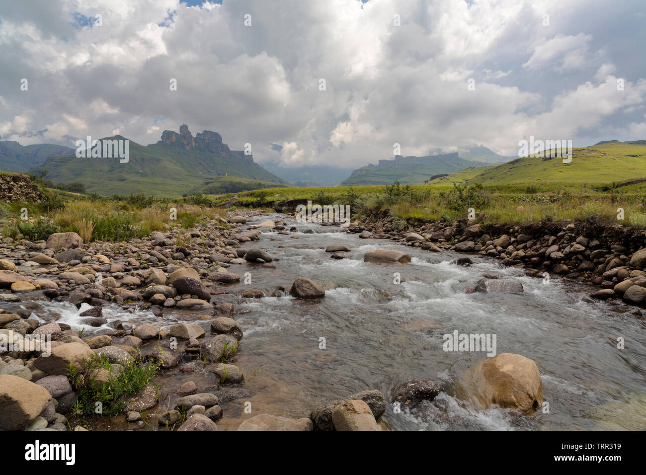 Clouds, mountain and river Stock Photo - Alamy