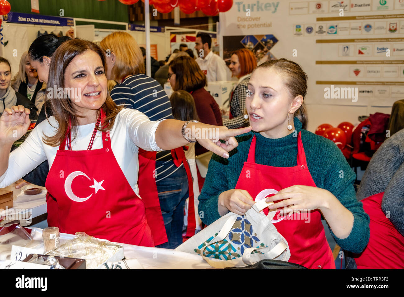 Girls on Turkish stall Stock Photo - Alamy