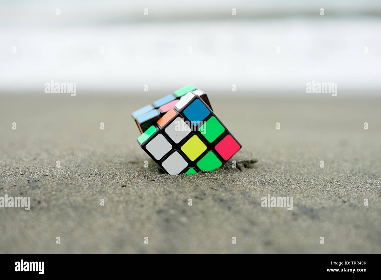 Banda Aceh, Indonesia - June 8, 2019: Classic Rubik Cube on a beach ...