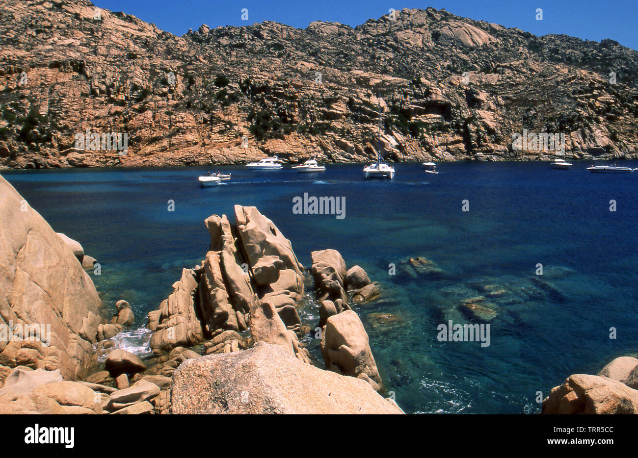 La Maddalena Archipelago, Sardinia, Italy. Caprera Island (scanned from ...