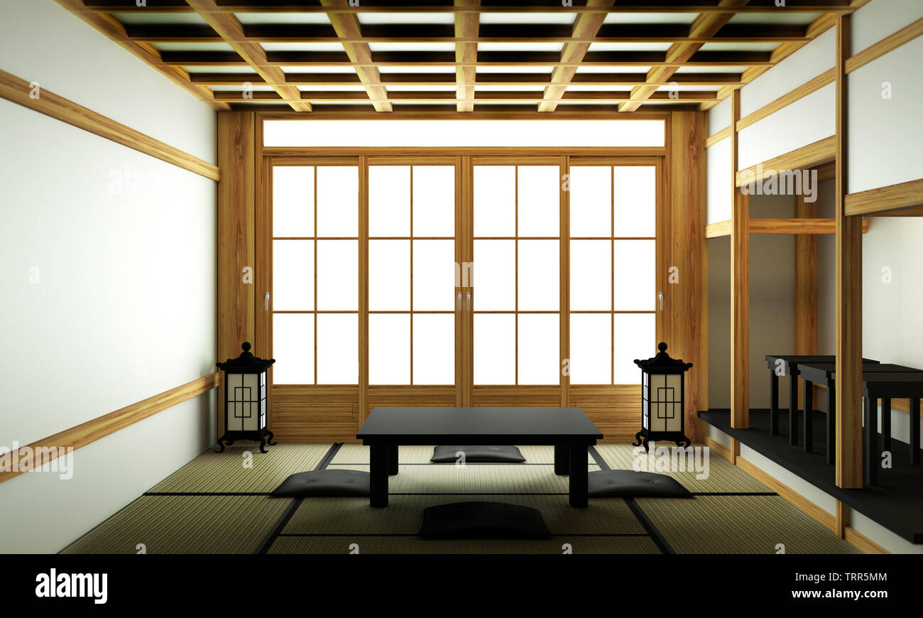 Japanese style room interior design. 3D rendering Stock Photo - Alamy