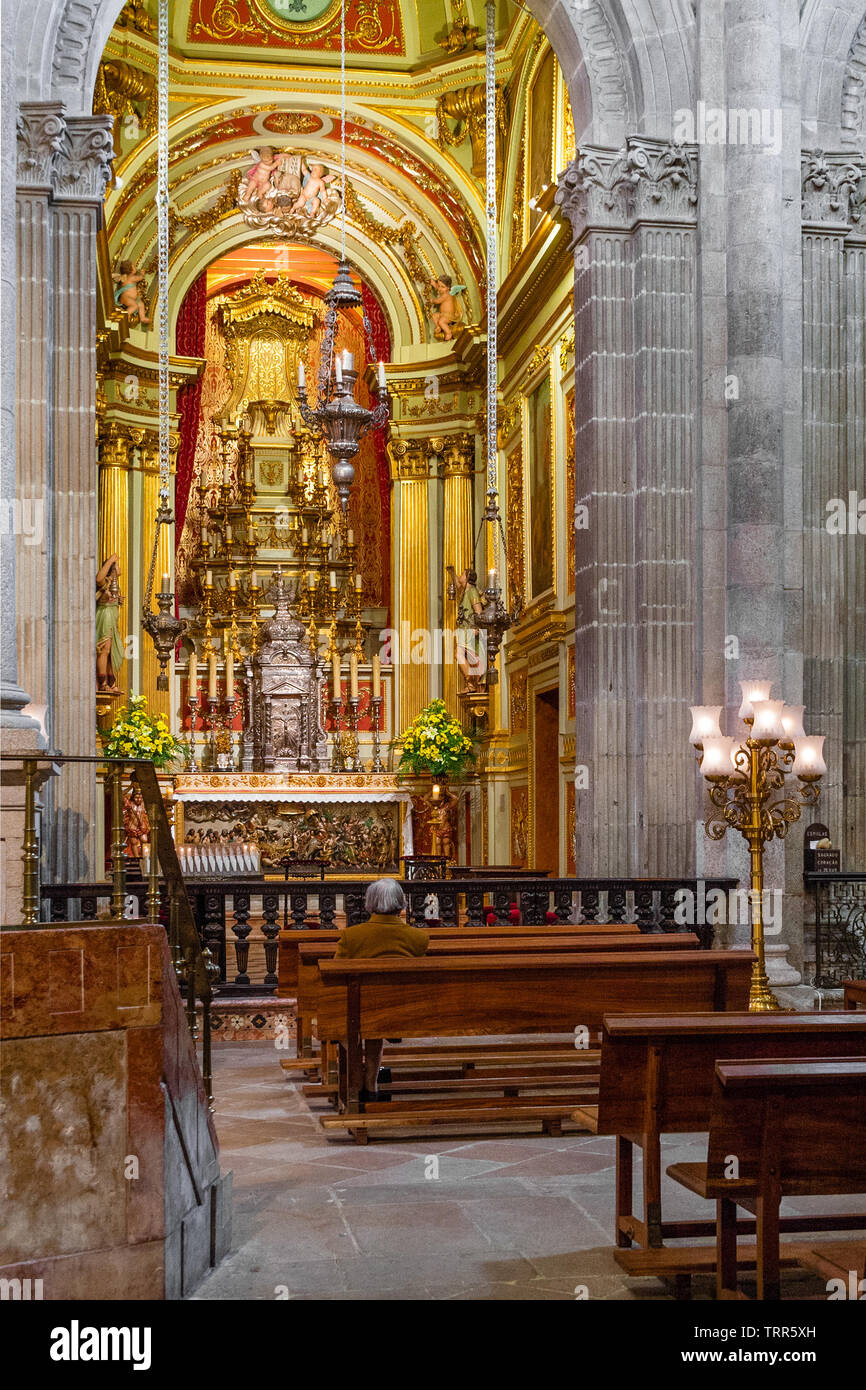 Braga, Portugal. Se de Braga Cathedral interior. Colorful baroque ...