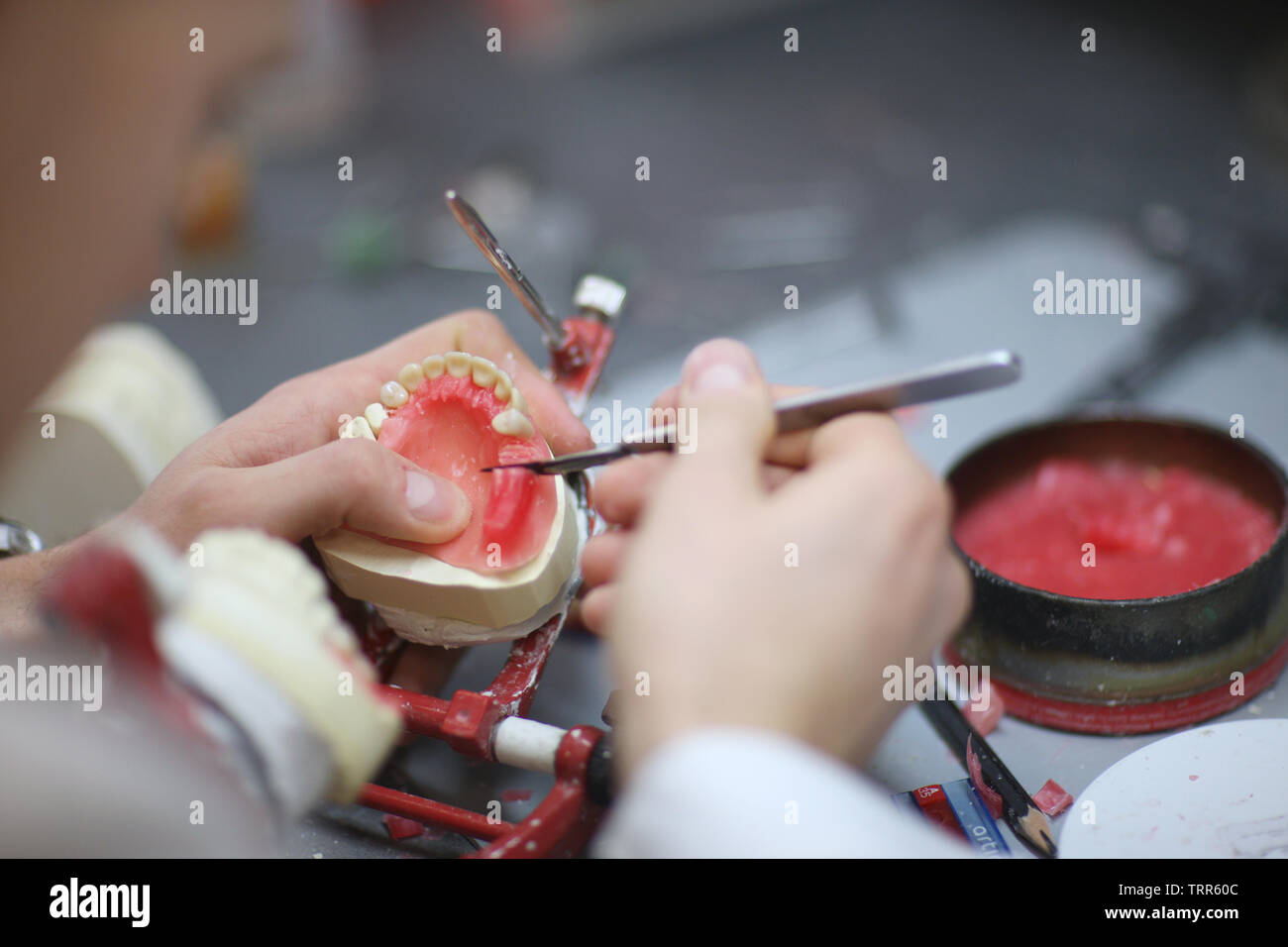 The process of making a dental prosthesis in a dental laboratory Stock ...