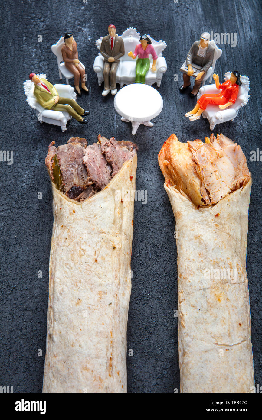 Turkish cuisine, wraps restaurant. Chicken Doner Burrito and Meat Doner ...