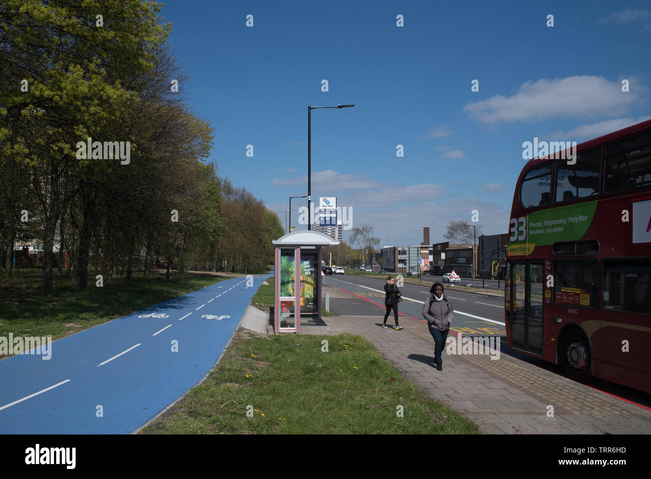 Bus stop cycle lane bike lane hi-res stock photography and images - Alamy