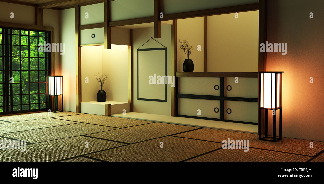Room Design Japanese-style. 3D rendering Stock Photo - Alamy
