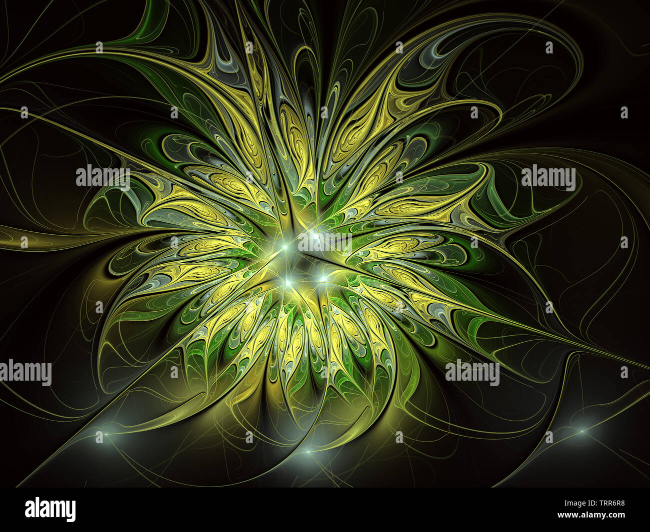 Fabulous fractal pattern in blue. Digital fractal art. Smooth blue ...