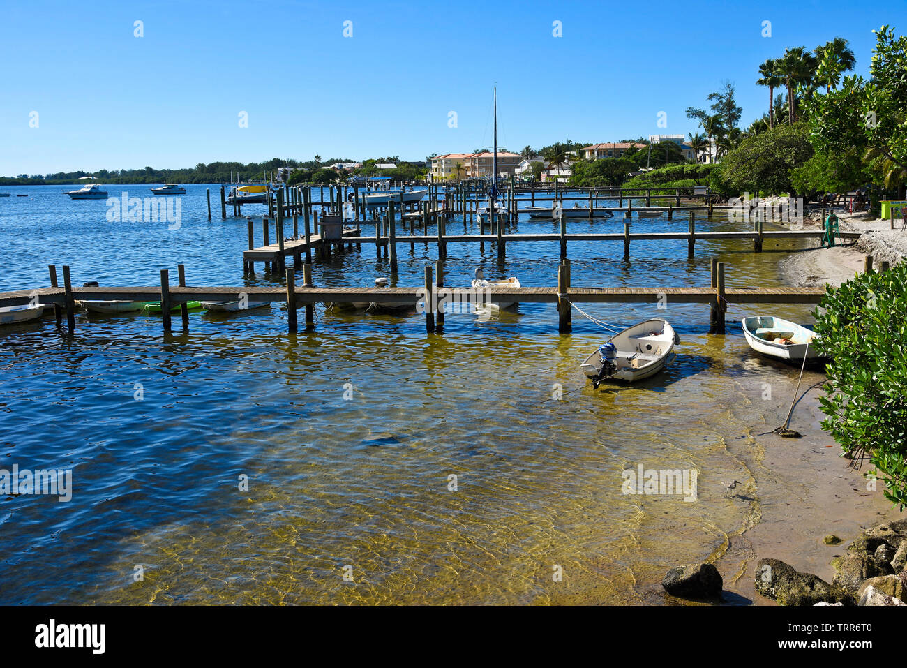 Ocean Front Beach Community with Boat Docks and Water Access Stock ...