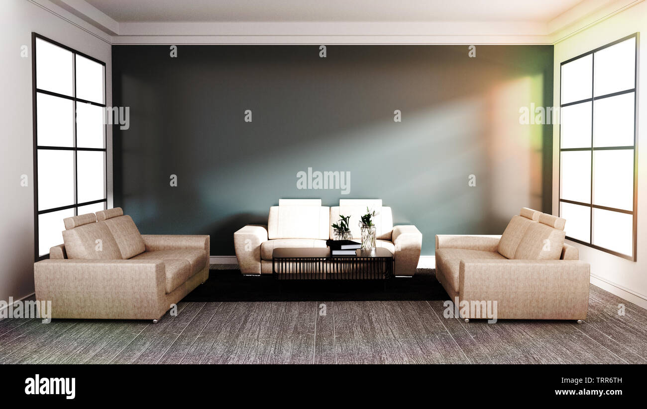 Modern Contemporary style, Living room interior design mock up. 3D ...