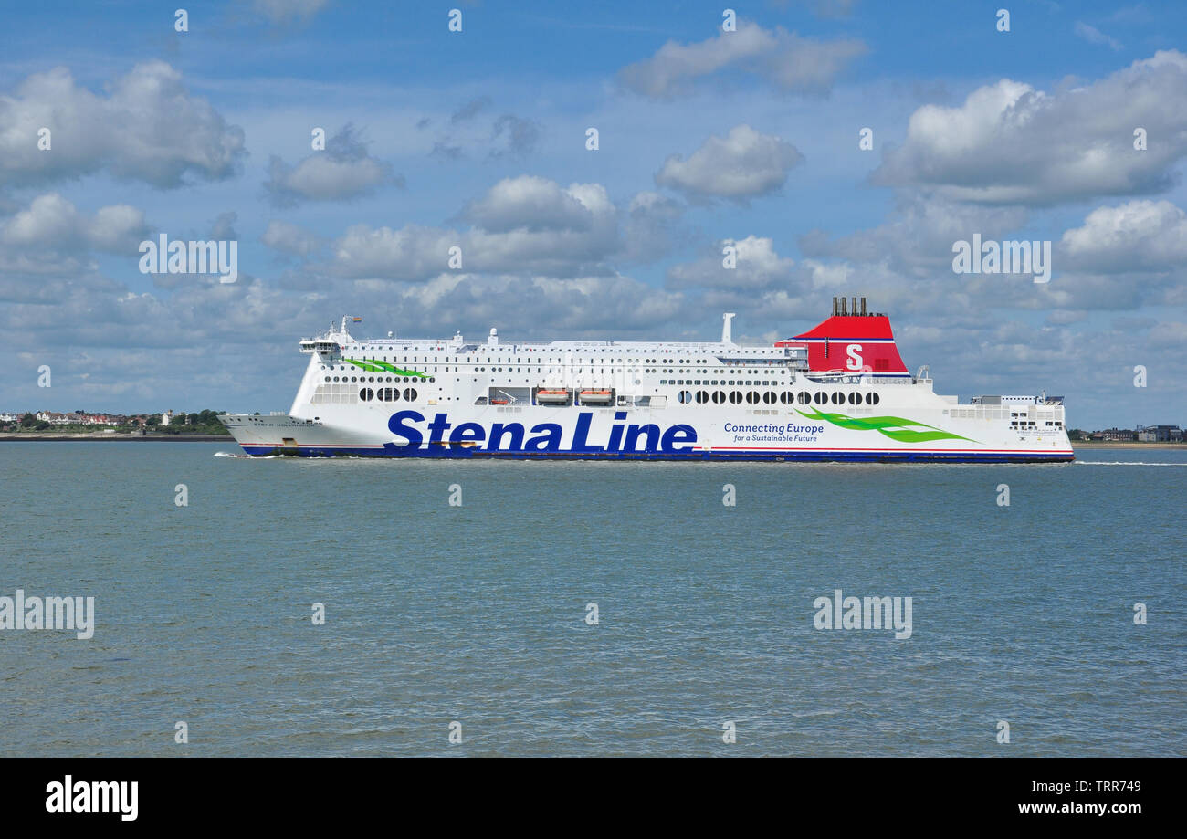 Stena Line ferry viewed from Felixstowe, Suffolk, England, UK Stock ...