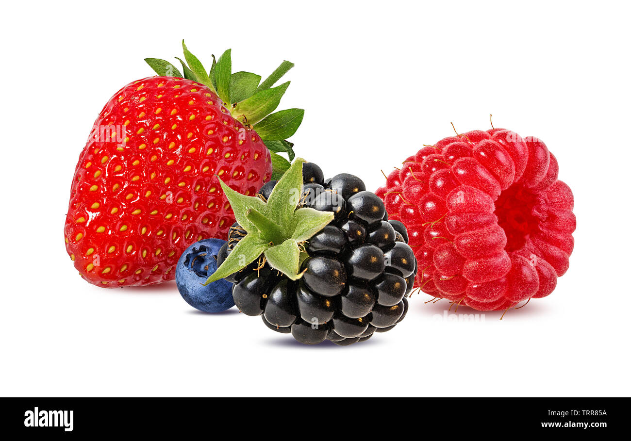 Collection of fresh berries isolated on white background Stock Photo ...
