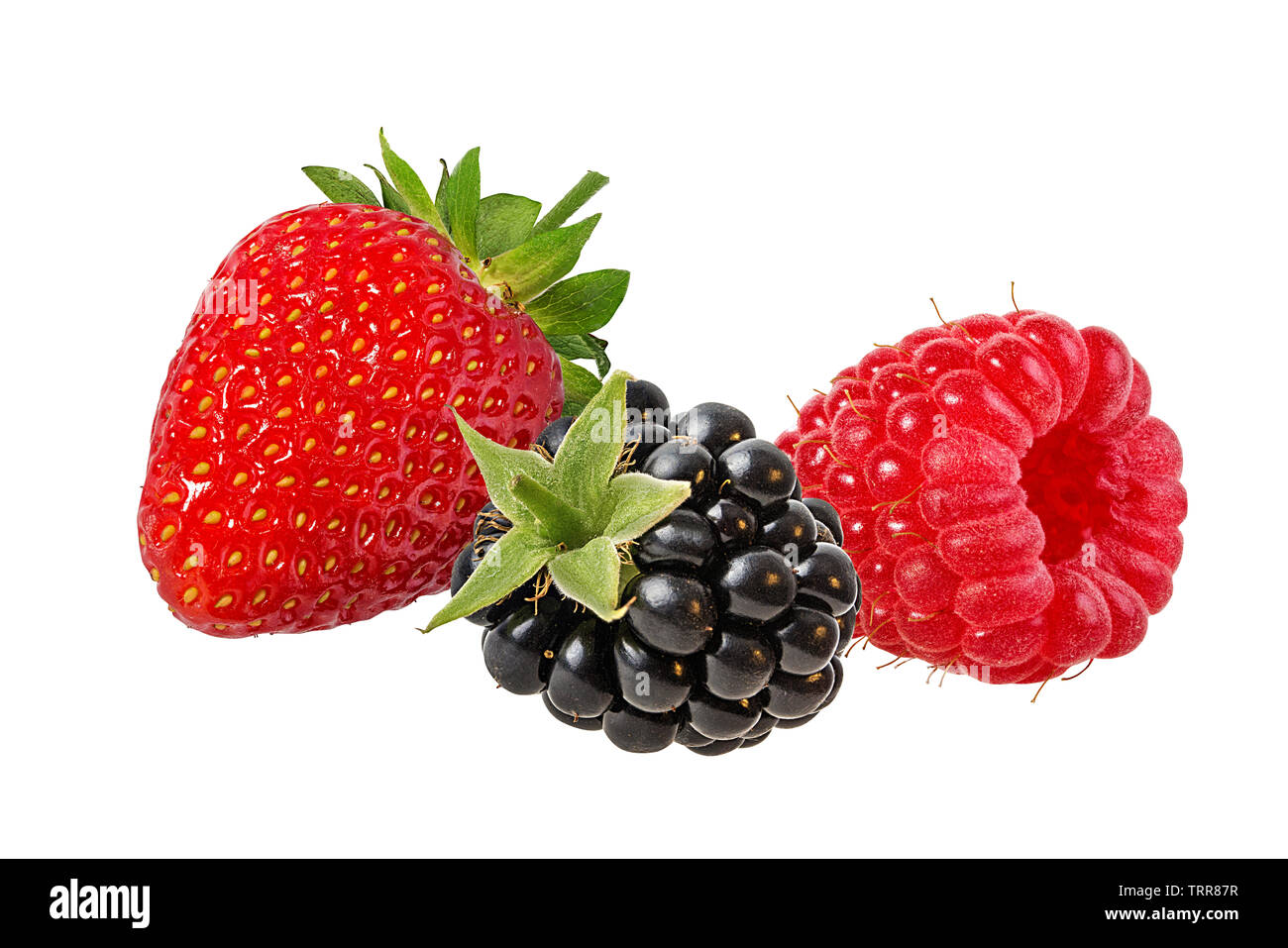 Collection of fresh berries isolated on white background Stock Photo ...