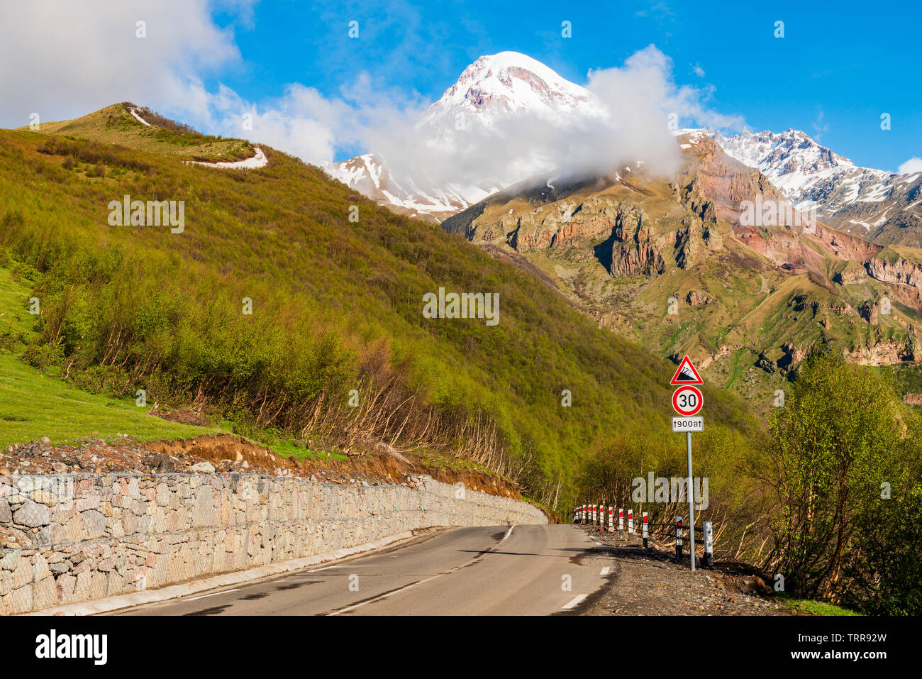 Mountains of Georgia. The picturesque landscape, Mount Kazbek Stock ...